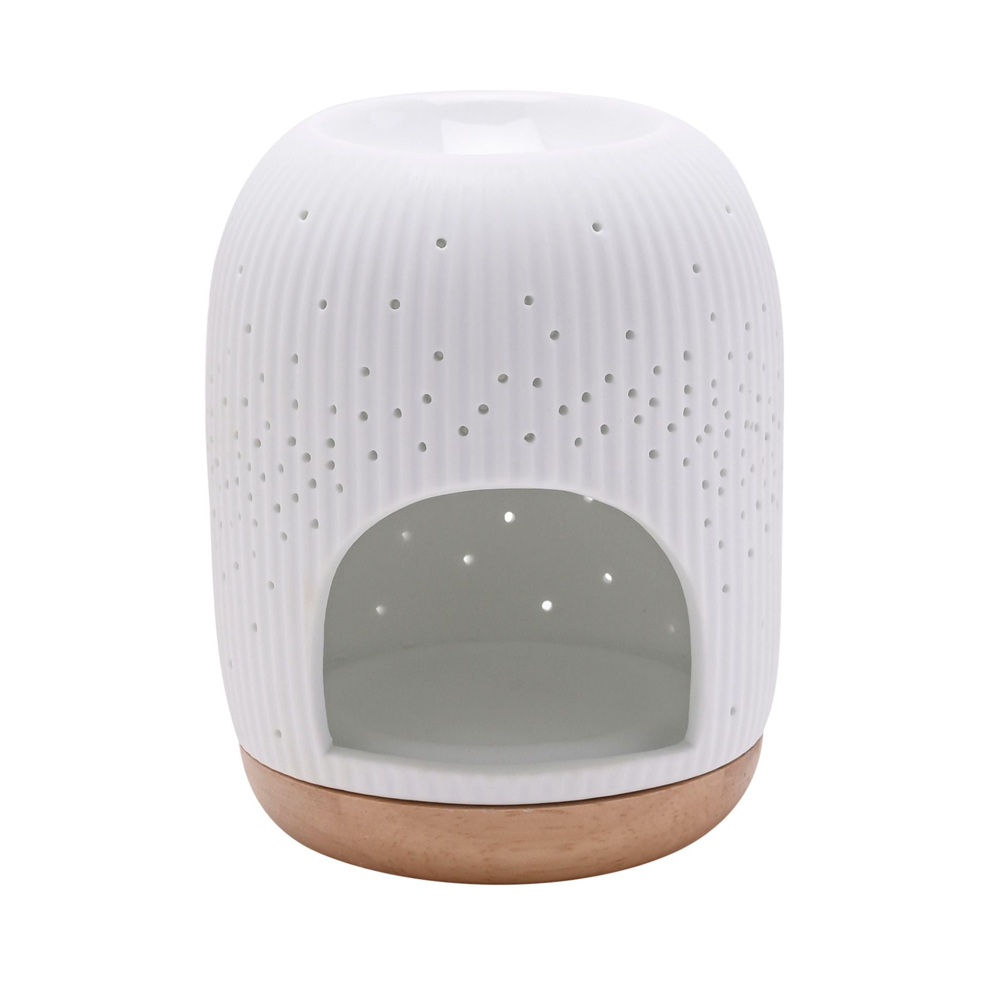 WHITE RINGED CERAMIC WAX MELT BURNER WITH PIN HOLE DETAIL – With Love ...