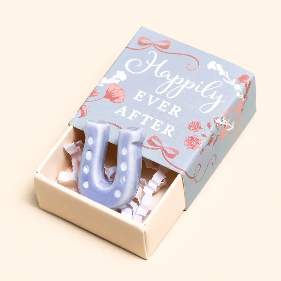 Tiny Matchbox Ceramic happily ever after Horseshoe Token – With Love, Vikki x